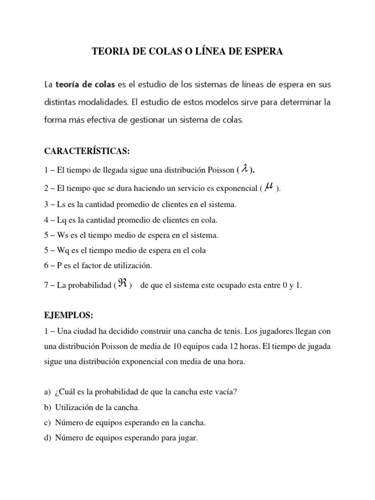 Ejercicios LÍNEA DE ESPERA | PDF