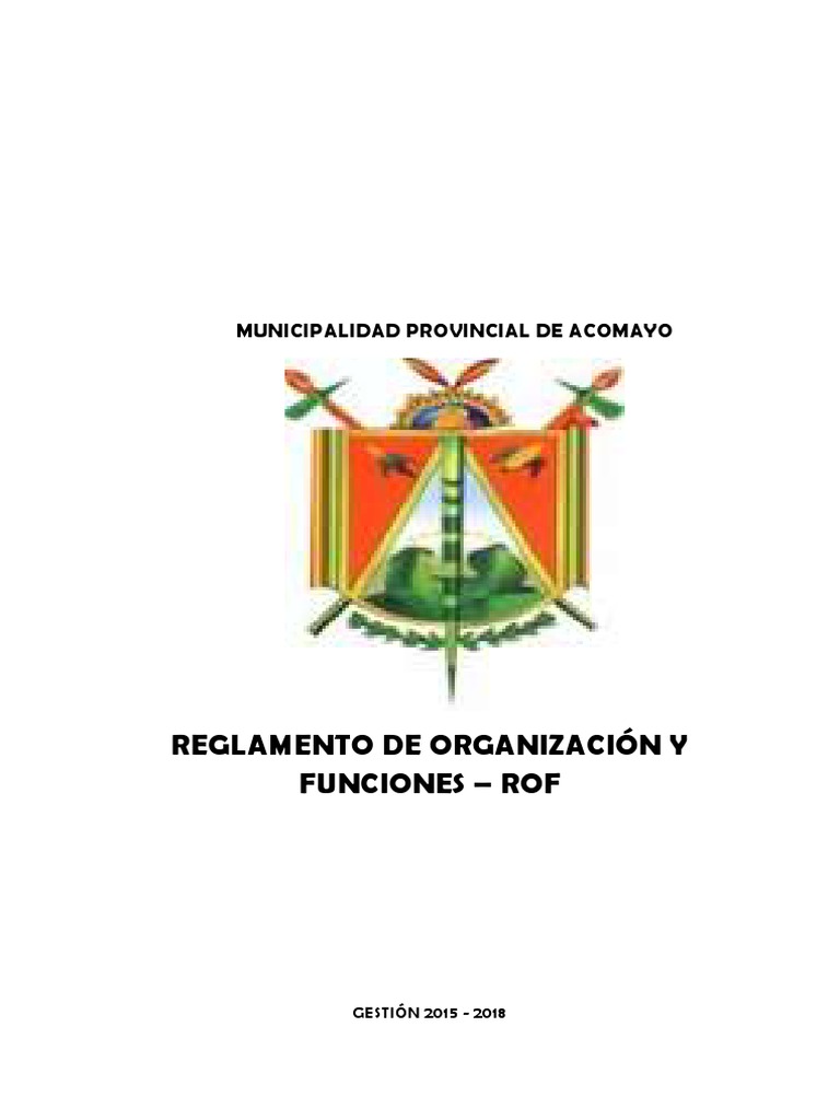 Rof Municipalidad Provincial de Acomayo (1) | PDF | Gobierno local | Alcalde