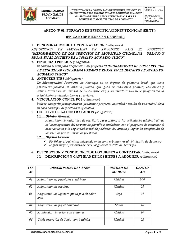 tdr de materiales de escritorio 2022 | PDF | Justicia | Crimen y violencia