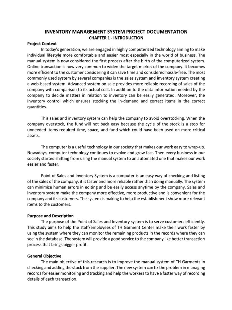 Inventory Management System Project Documentation | PDF