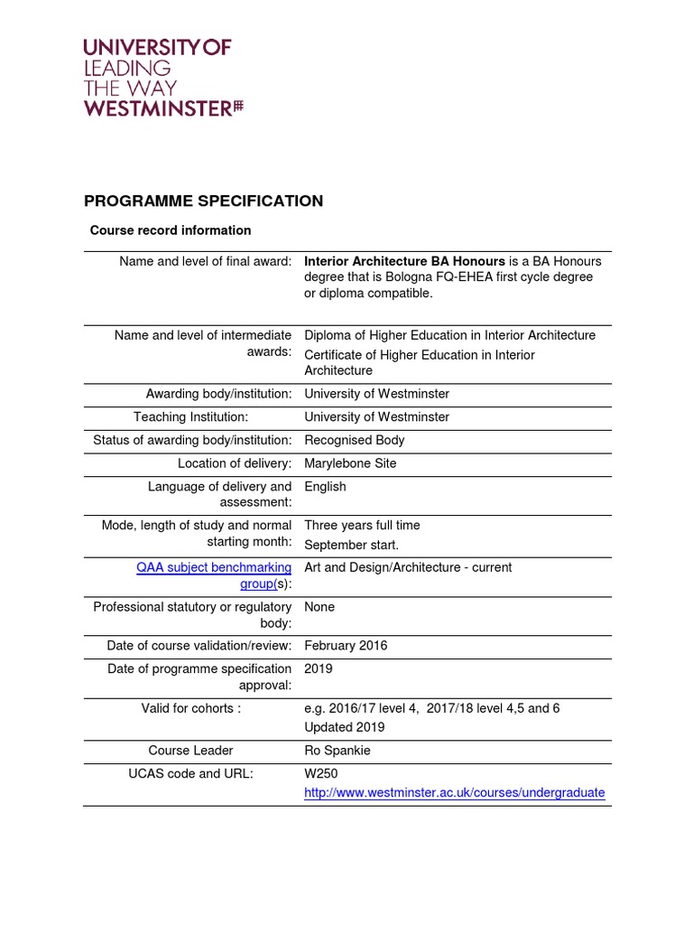 Programme Specification: Course Record Information | PDF | Critical Thinking | Teaching Method