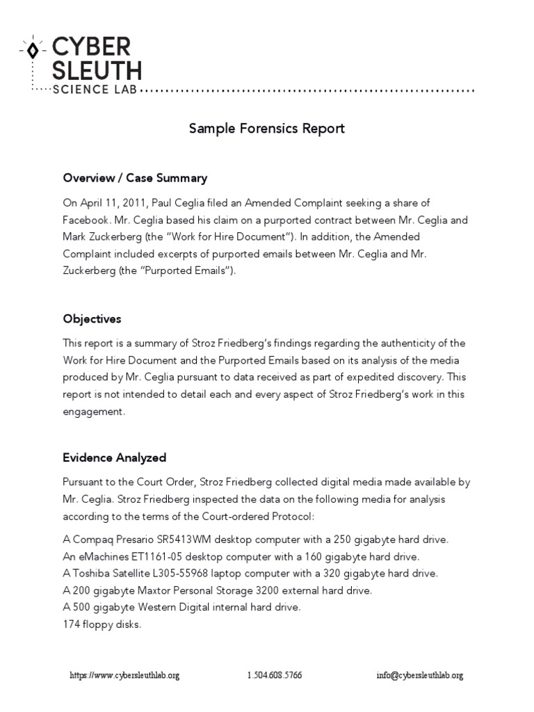 Sample Forensics Report: Overview / Case Summary | PDF | Digital ...