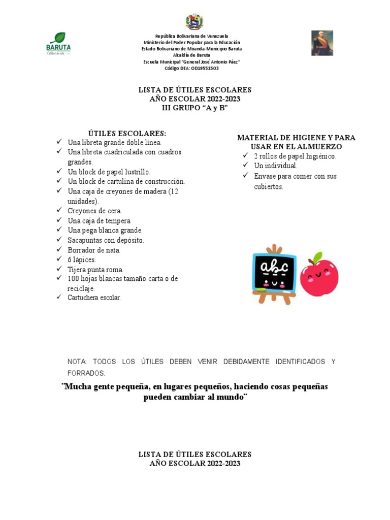 Listas Escolares 22-23 JAP | PDF