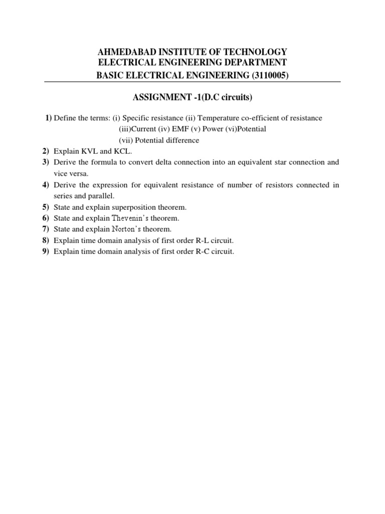 BEE Assignment Chapter 1 | PDF | Science & Mathematics