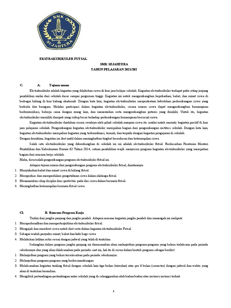 Laporan Program Ekskul Futsal | PDF