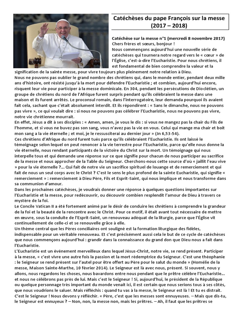 Catecheses Du Pape Francois Sur La Messe | PDF | Messe | Eucharistie