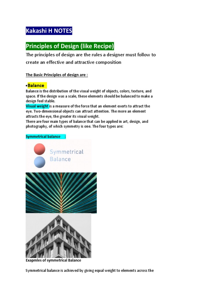 Principles of Design - Graphic Design Week 2 | PDF | Composition (Visual Arts) | Symmetry