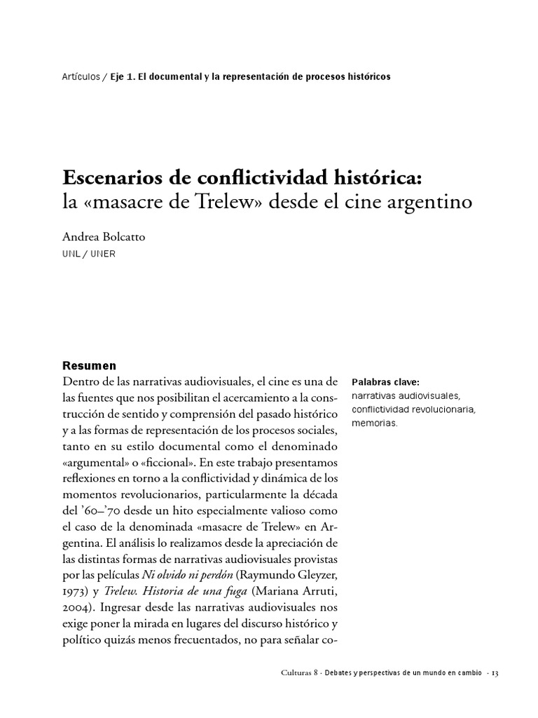 Bolcatto, Andrea La Masacre de Trelew Desde El Cine Argentino | PDF | Documental | Verdad