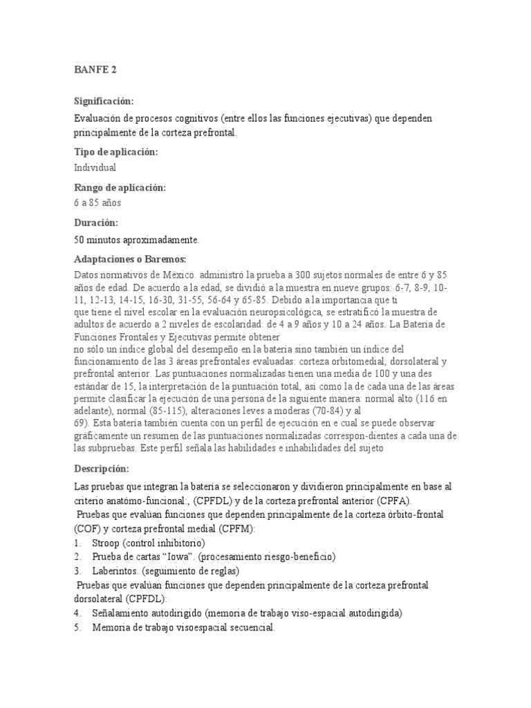Banfe 2 | PDF | Corteza prefrontal | Memoria