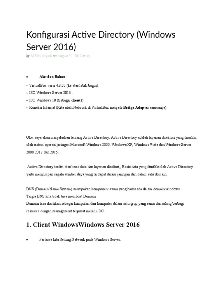 Panduan Konfigurasi Active Directory | PDF | Komputer