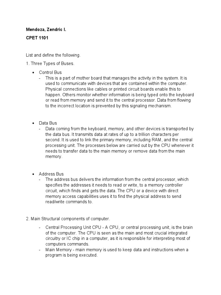 Computer Architecture Activity 1 Pdf Central Processing Unit Computer Data Storage