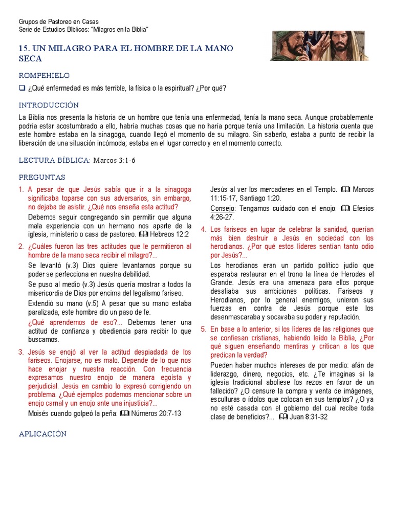 15 - Un Milagro para El Hombre de La Mano Seca | PDF | Jesús | Biblia