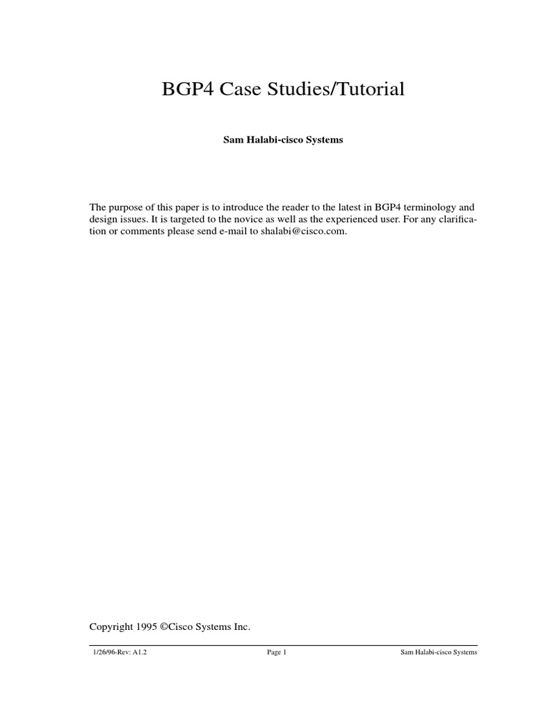 Cisco BGP Design and Tutorial | PDF | Routing | Router (Computing)