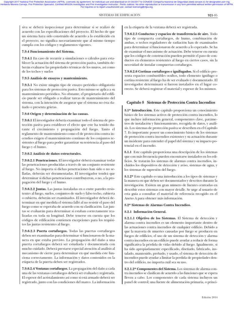 NFPA 921 2014 Cap 8 Sistema de Proteccion Contra Incendios | PDF ...