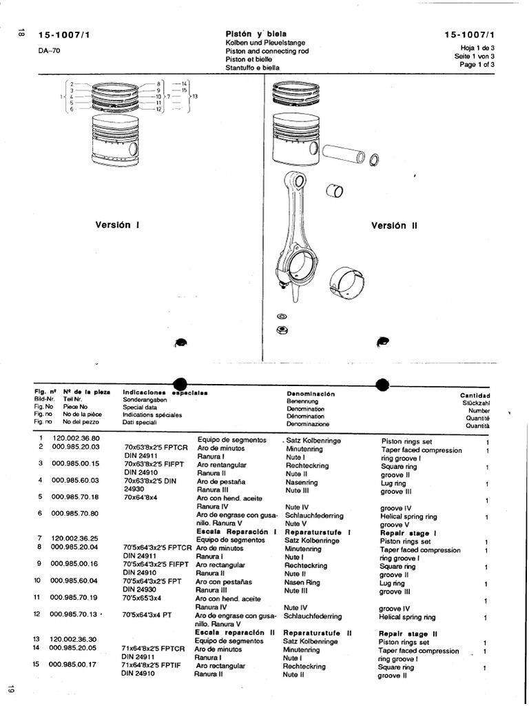 15,1 - DA70 - Piston y Biela - 3 Hojas | PDF