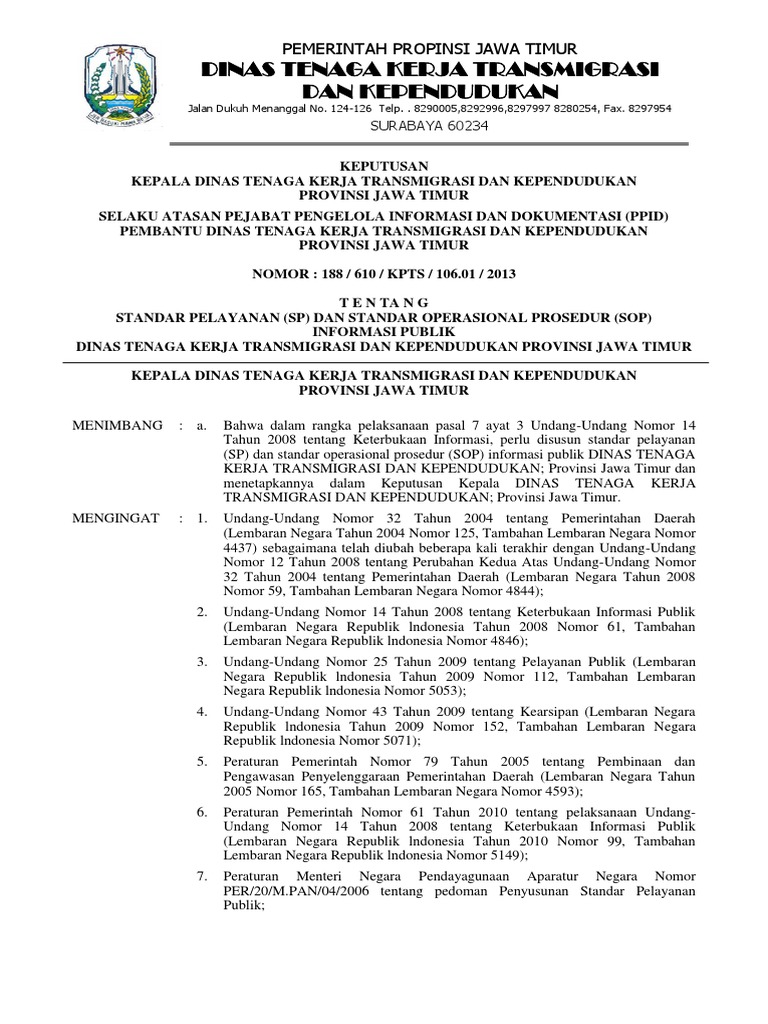 Sop Ppid Prov Jatim | PDF