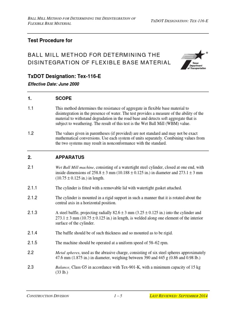 Ball Mill Method For Determining The Disintegration of Flexible Base ...