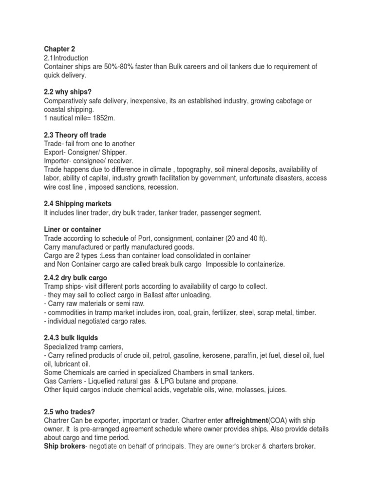 1) Introduction To Shipping | PDF | Tonnage | Oil Tanker