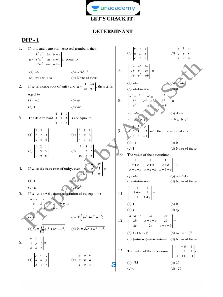 Determinant DPP - 1: Let'S Crack It! | PDF | Mathematical Analysis | Field (Mathematics)