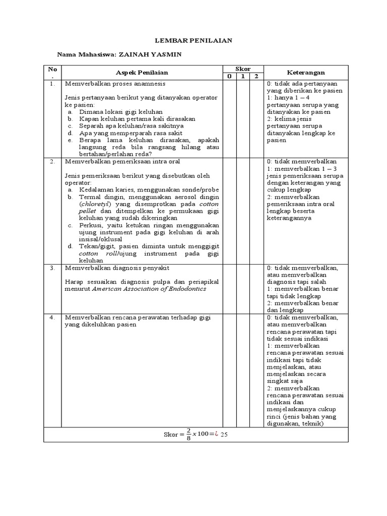 Evaluasi Anamnesis dan Diagnosis Gigi | PDF