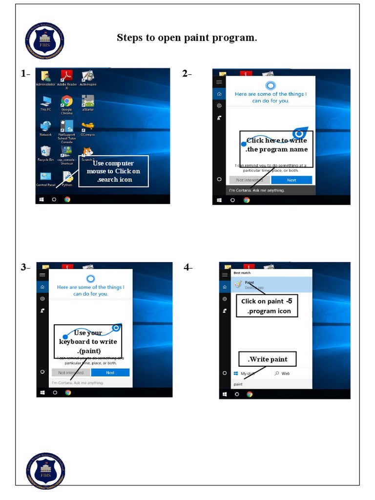 Steps To Open Paint Program. 1-2 | PDF