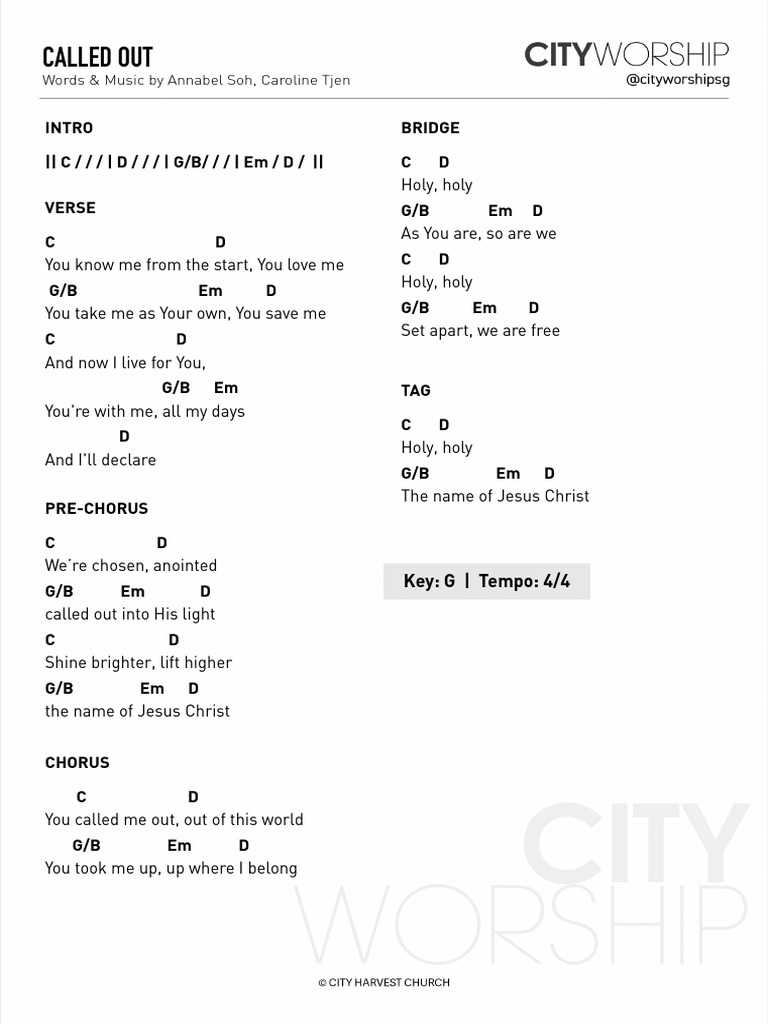 Called Out: Words & Music by Annabel Soh, Caroline Tjen | PDF