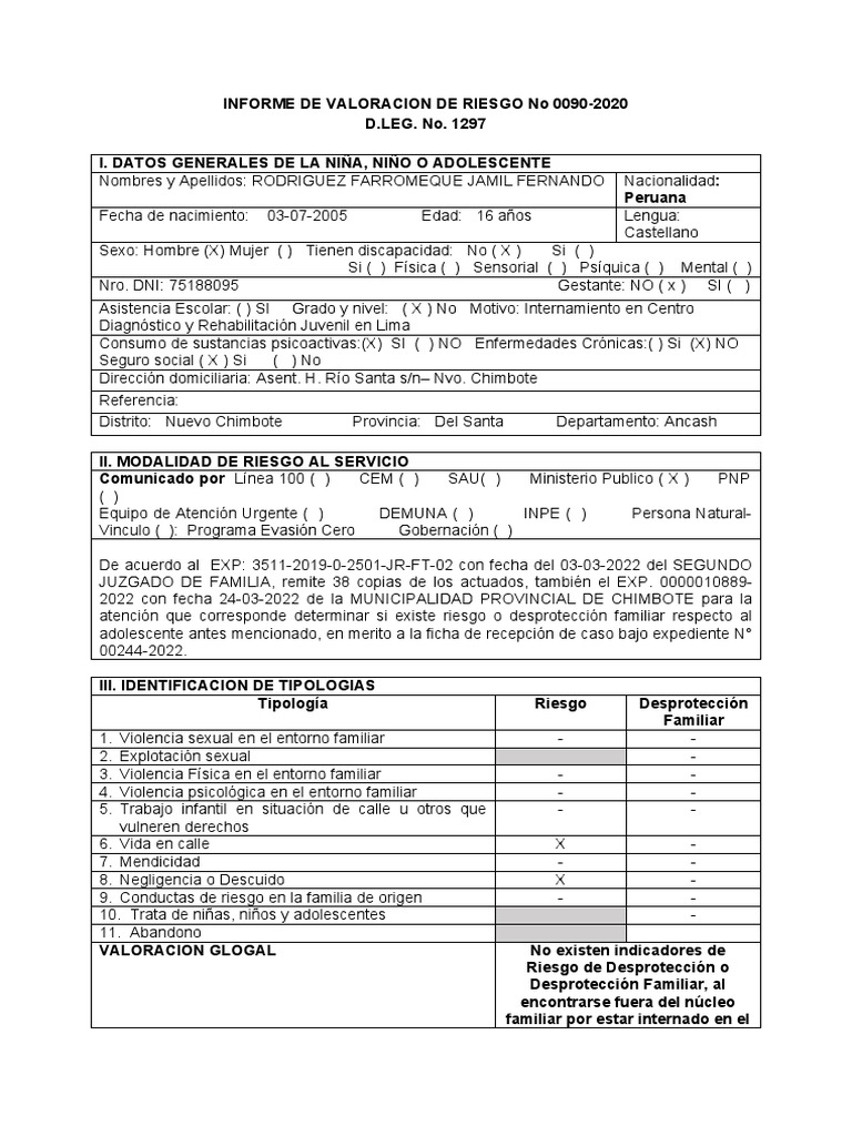 Informe de Valoracion de Riesgo | PDF | Violencia