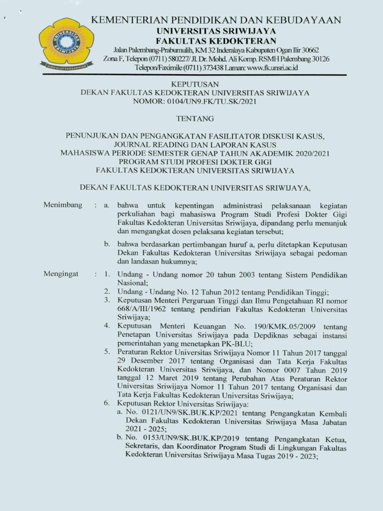 Fasilitator Diskusi Kasus Jurnal Reading Dan Laporan Kasus Mhs Periode SMTR Genap - 0104 | PDF