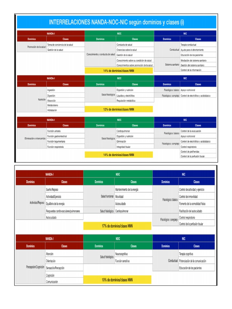 INTERRELACIONES NANDA-NOC-NIC Según Dominios y Clases | PDF