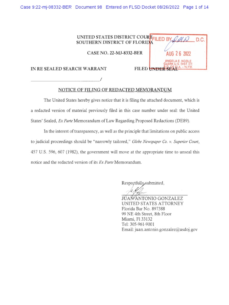 Florida Court Document On FBI Search Warrant Affidavit | PDF ...