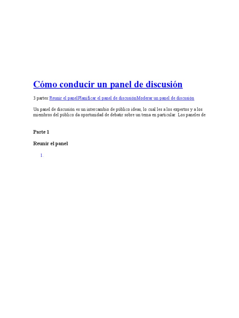 Como Conducir Un Panel de Discusion | PDF