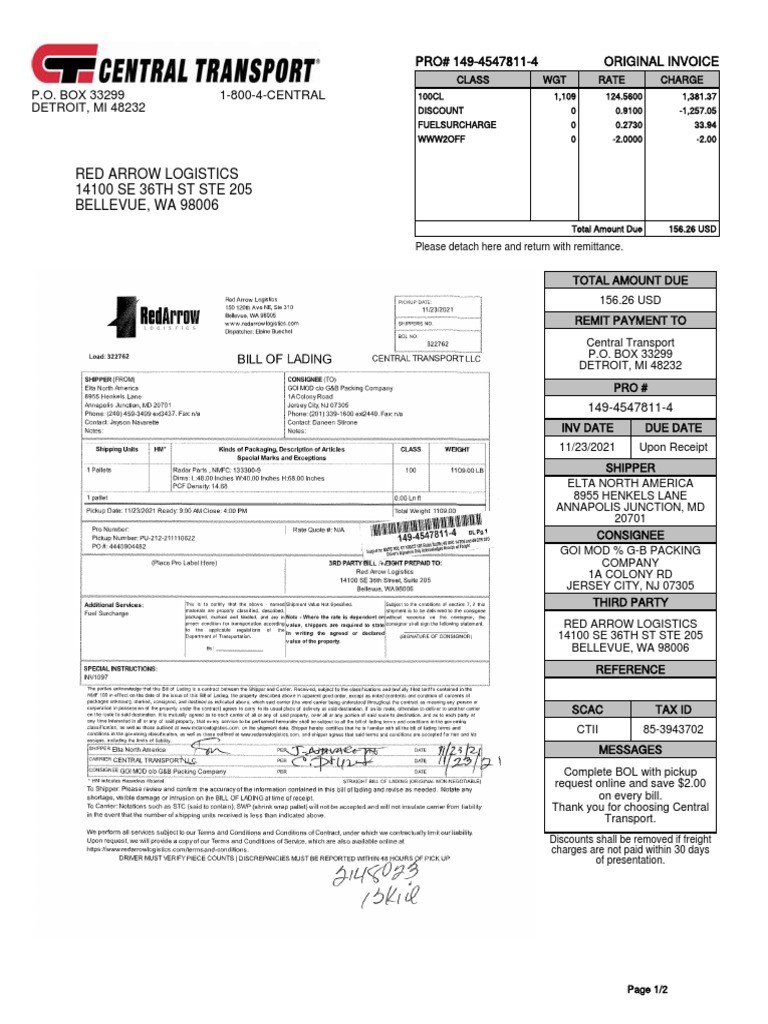 Red Arrow Logistics 14100 SE 36TH ST STE 205 BELLEVUE, WA 98006 | PDF ...
