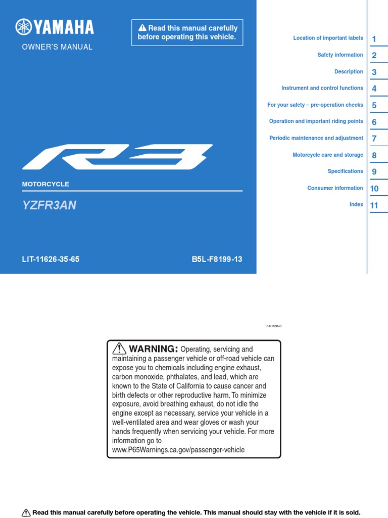 Manual Yamaha r3 B5L-F8199-13 - 02 | PDF | Motorcycle | Anti Lock Braking System