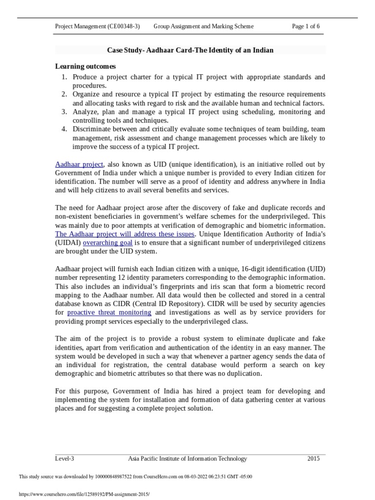 PM Assignment 2015 | PDF | Identity Document | Biometrics