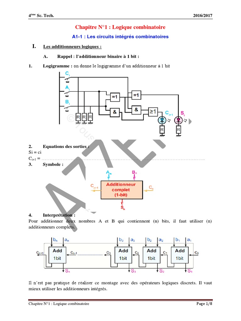Chapitre 1 Logique Combinatoire 2016 2017 (MR Azzem Mohamed) (Metlaoui ...