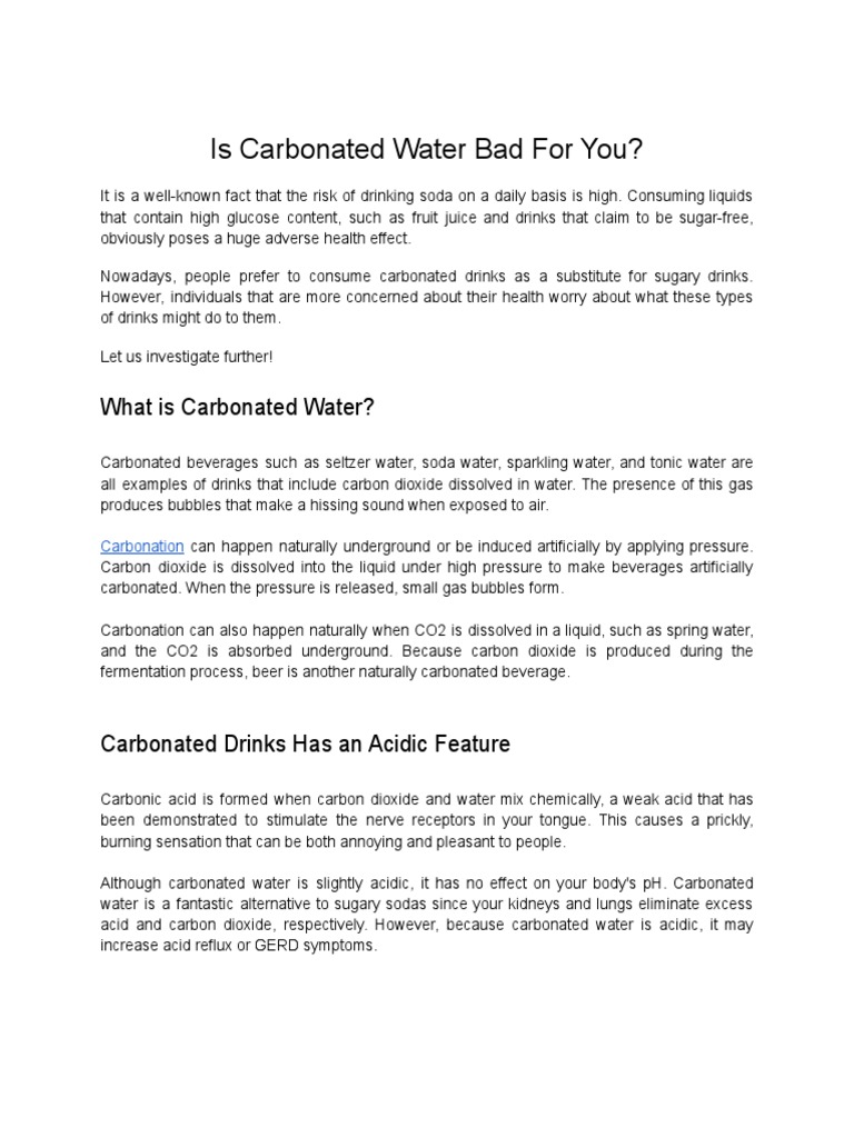 Is Carbonated Water Bad For You | PDF | Soft Drink | Carbonated Water