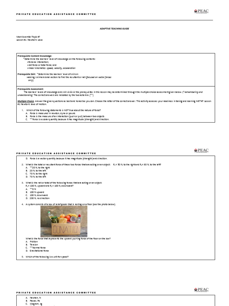 ATG MET 7 LESSON 1 Newton - S Laws | PDF | Force | Learning