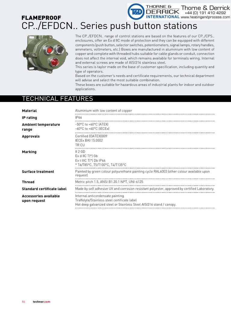 CP../EFDCN.. Series Push Button Stations: Technical Features | PDF ...