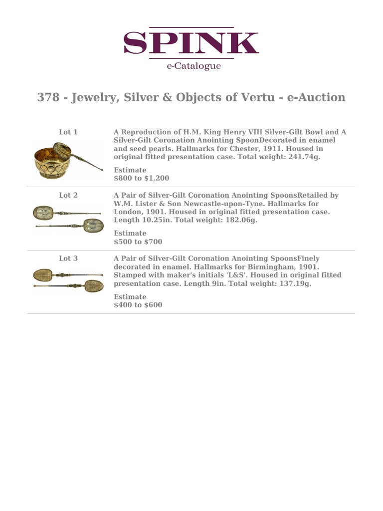 SPINK 378 - Jewelry, Silver & Objects of Vertu - E-Auction | PDF ...