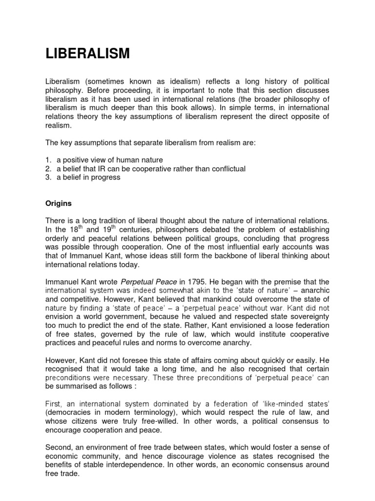 Liberalism | International Relations | International Politics