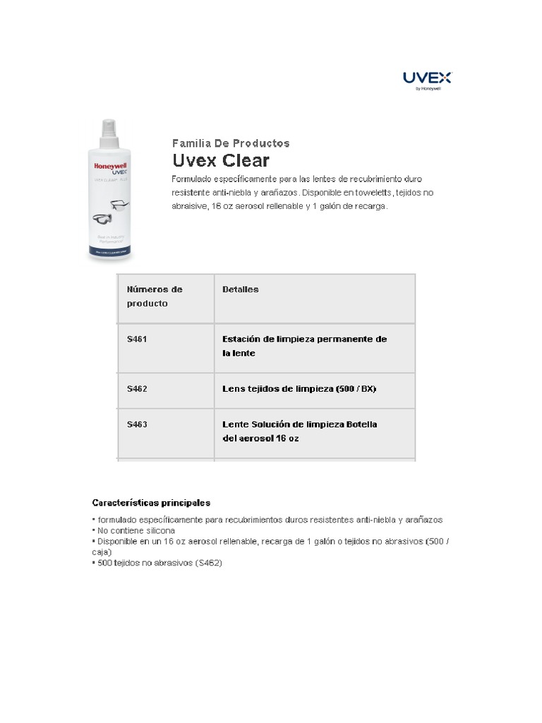 MSDS Uvex Clear | PDF | Agua | Ciencias fisicas