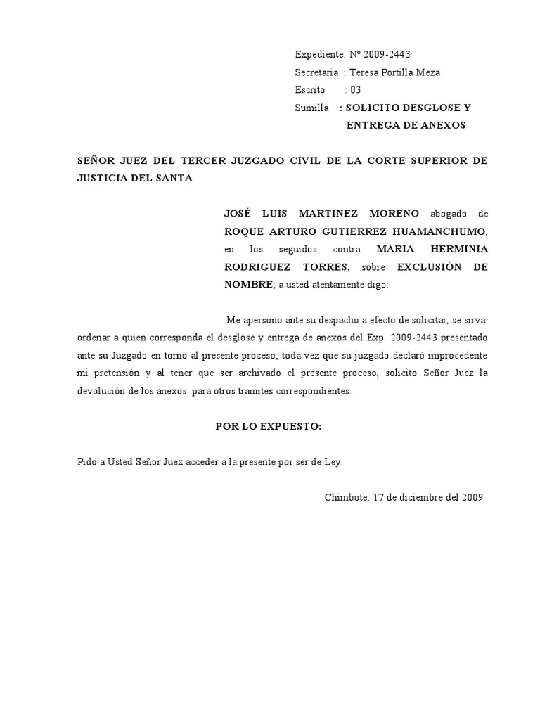 Desglose y Entrega de Anexos-Roque | PDF | Derecho