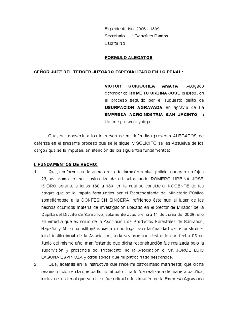 Alegatos Usurpacion Agravada | PDF | Gobierno | Justicia