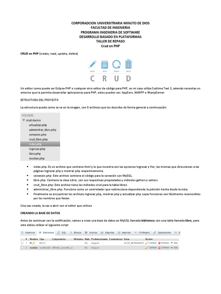 CRUD en PHP: Guía Completa y Estructura | PDF | Redes | Internet y web