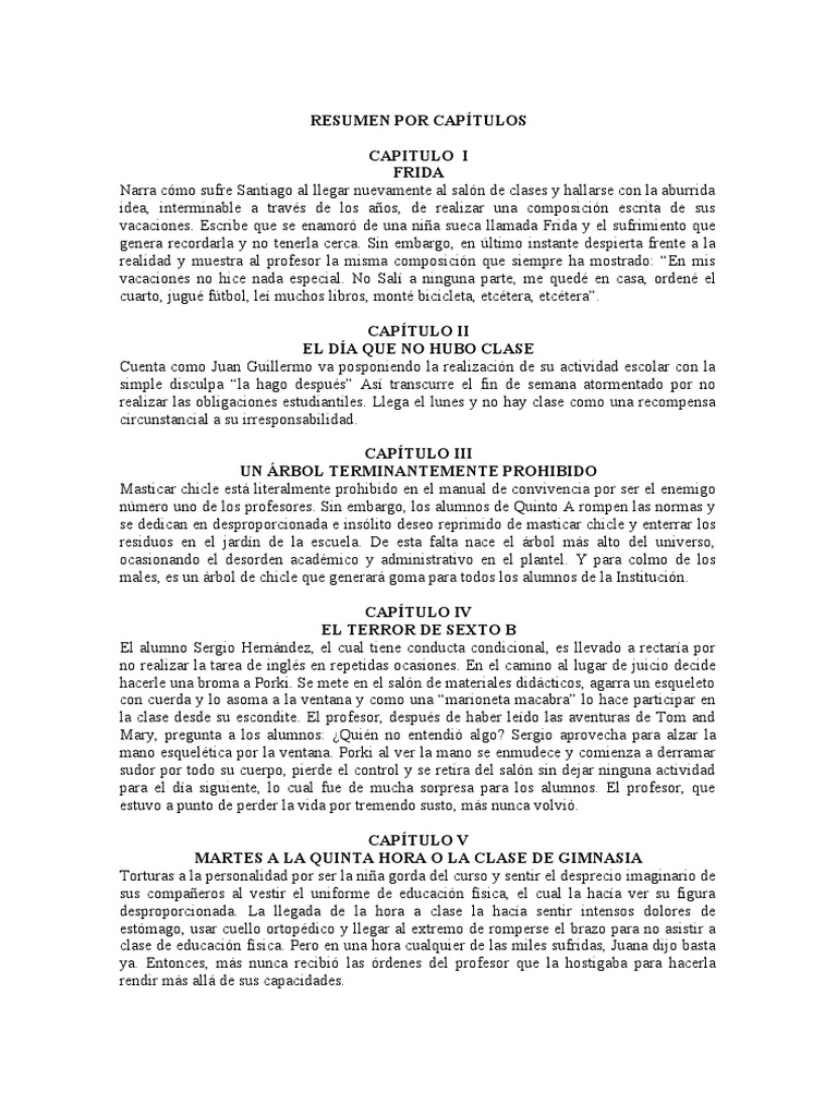 Resumen Por Capítulos El Terror Del Sexto B | PDF