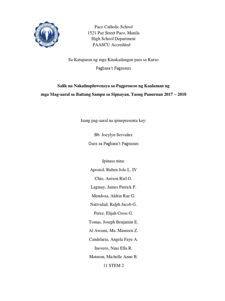 Pananaliksik Final Paper | PDF