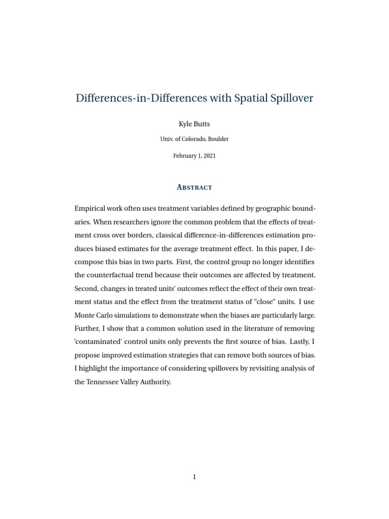 Butts Spatial DiD | PDF | Statistics