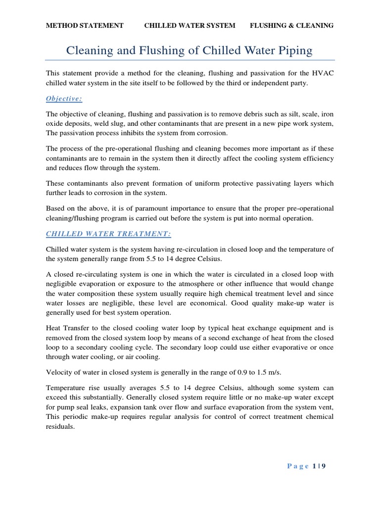 Cleaning & Flushing of CHW Piping | PDF | Water | Corrosion