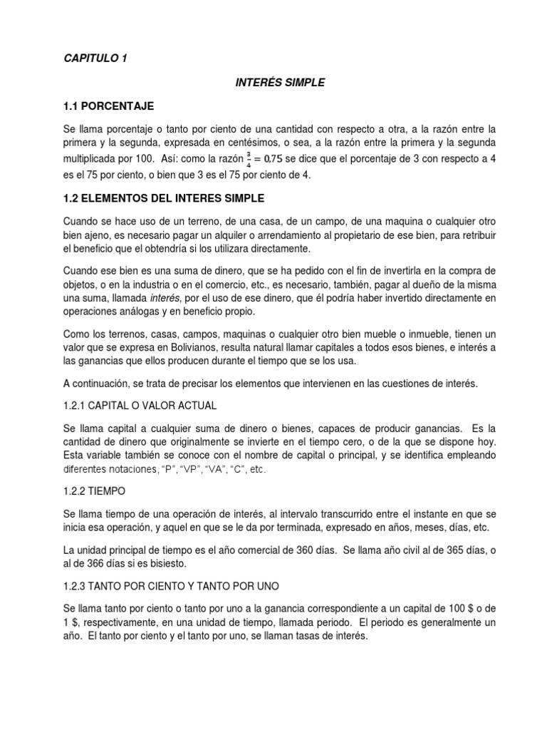 Interés Simple: Conceptos y Cálculos | PDF | Interés | Capital (economía)