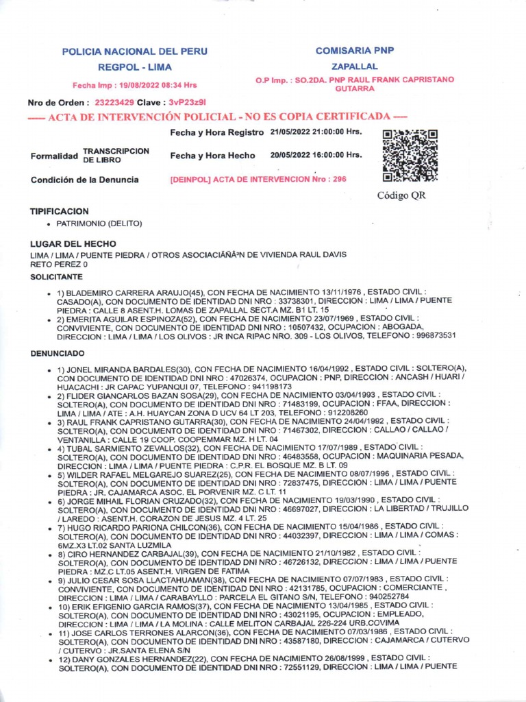 Denuncia Policial Pdf